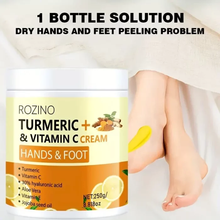 ROZINO Hand and Foot Cream Turmeric & Vitamin C-250g - Hypoallergenic ...