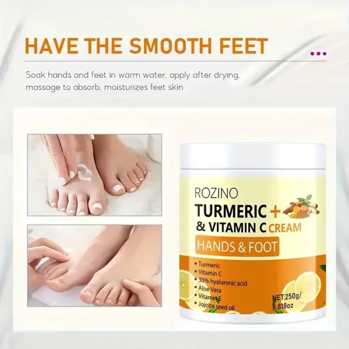 ROZINO Hand and Foot Cream Turmeric & Vitamin C-250g - Hypoallergenic ...